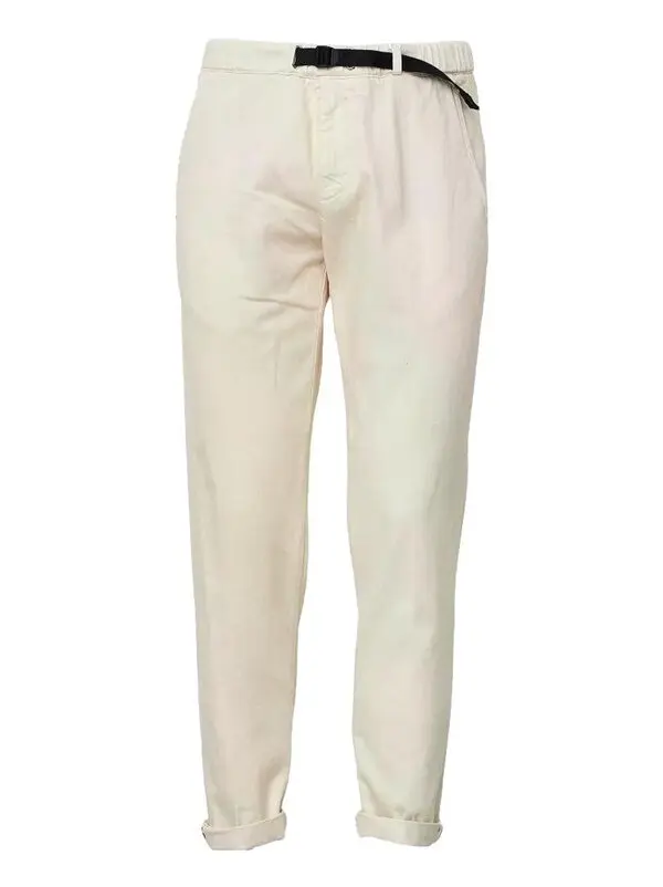 WHITE SAND Belted Cotton Trousers - White