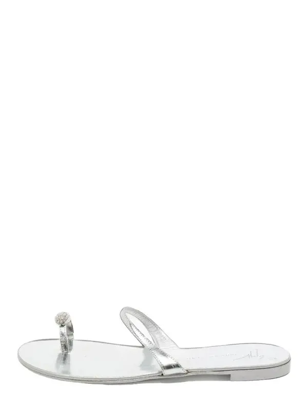 GIUSEPPE ZANOTTI Icon Ring Patent Leather Sandals - Silver