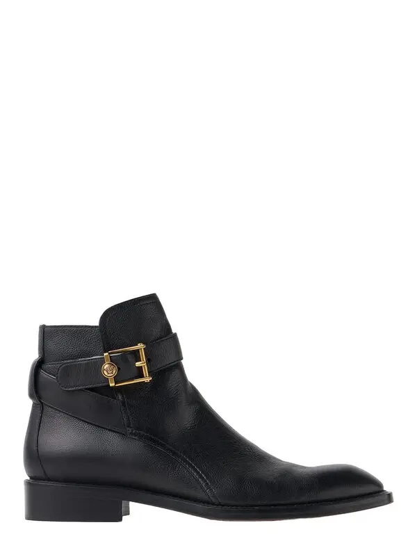 Versace Primo Leather Ankle Boots - Black