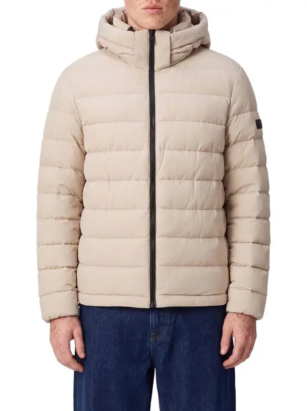 Peuterey Short Water-repellent Nylon Down Jacket With Padded Hood - Beige
