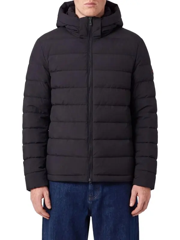 Peuterey Short Water-repellent Nylon Down Jacket With Padded Hood - Black