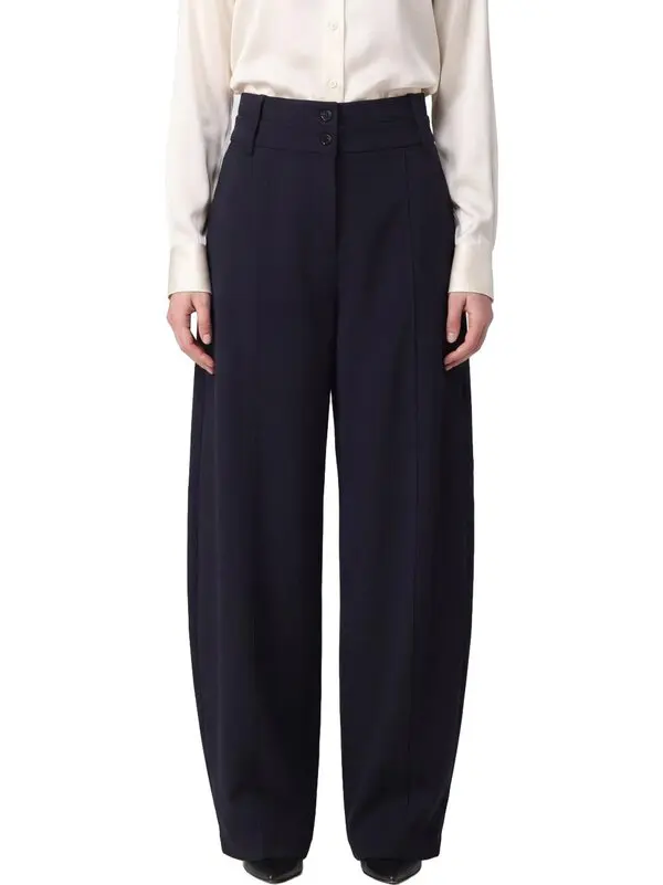 Pinko High-waisted Wide-leg Crêpe Trousers With A Baggy Fit - Blue