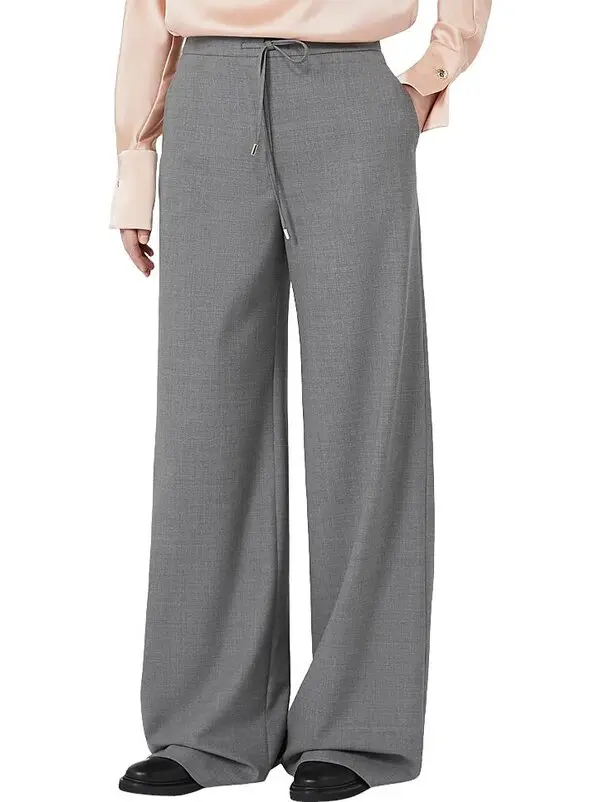 Max Mara Mstdenaro Wool Blend Drawstring Trousers - Medium Grey