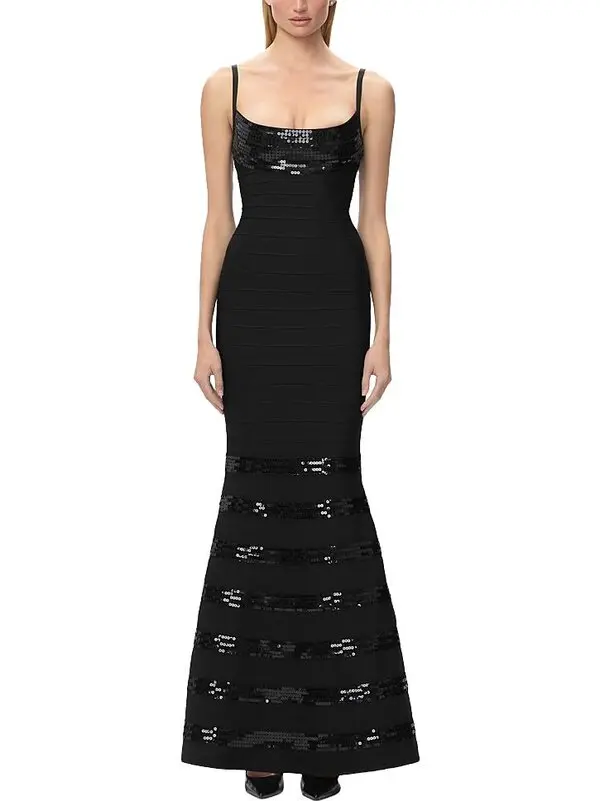Herve Leger The Diana Embellished Bandage Gown - Black