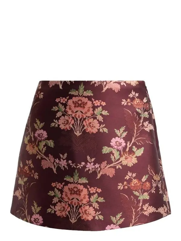 Cara Cara Chrissy Jacquard Mini Skirt - Trellis Jacquard Maroon