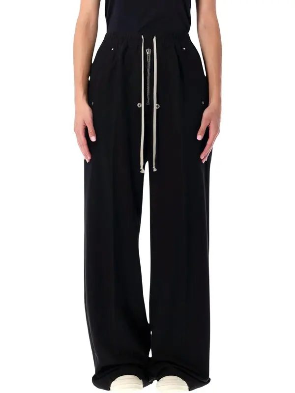 Rick Owens Drawstring Wide-leg Trousers With Front Zip Detail - Nero