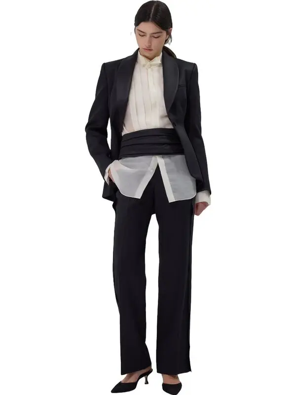 LEIN Harris Wool-blend Tuxedo Shirt - Ivory