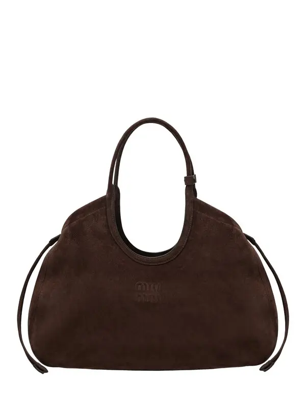 Miu Miu Ivy Dark Suede Shopping Bag - Brown