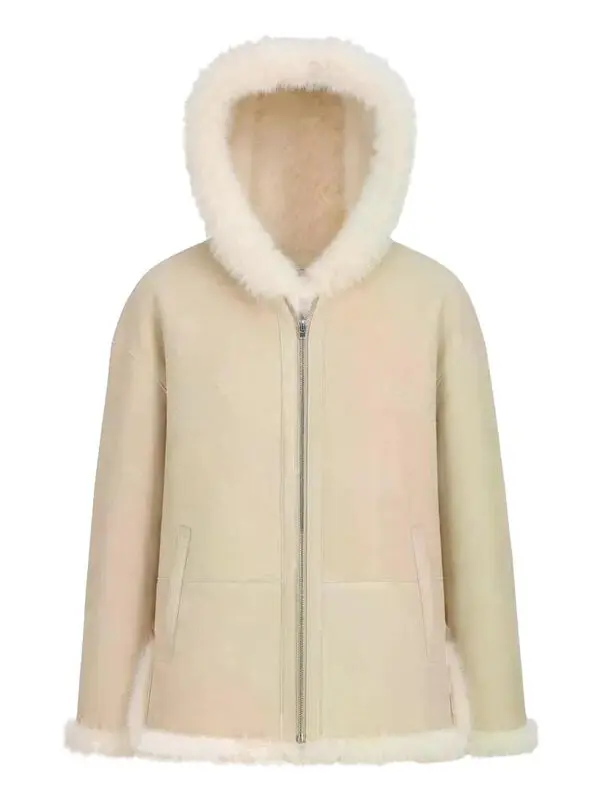 LA ROSE Reversible Hooded Shearling Jacket - Neutrals