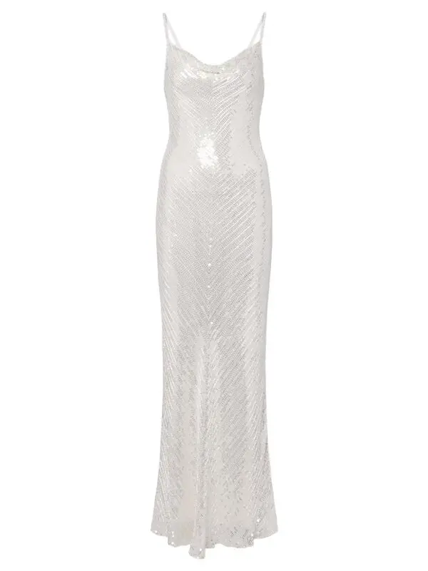 Jenny Packham Shangrila La Sequined Silk Gown - Silver