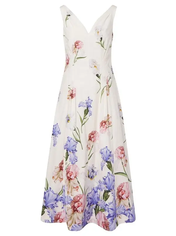 Oscar De La Renta Floral Cotton Poplin Cocktail Dress - Multicoloured