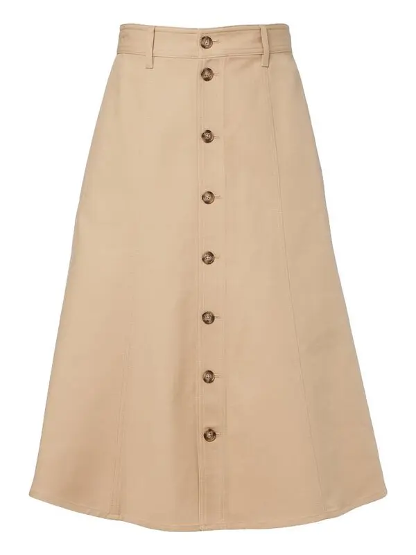 Polo Ralph Lauren Cotton And Wool Twill Midi Skirt - Beige