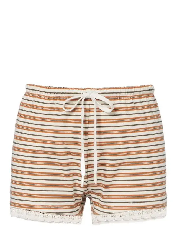 Posse Maeve Lace-trimmed Striped Cotton Shorts - Multicoloured