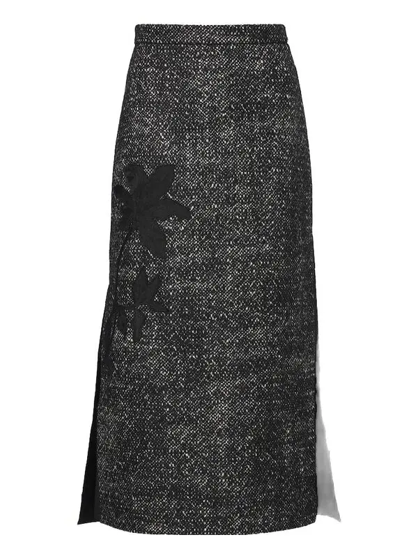 Erdem Embroidered Wool-blend Midi Skirt - Black