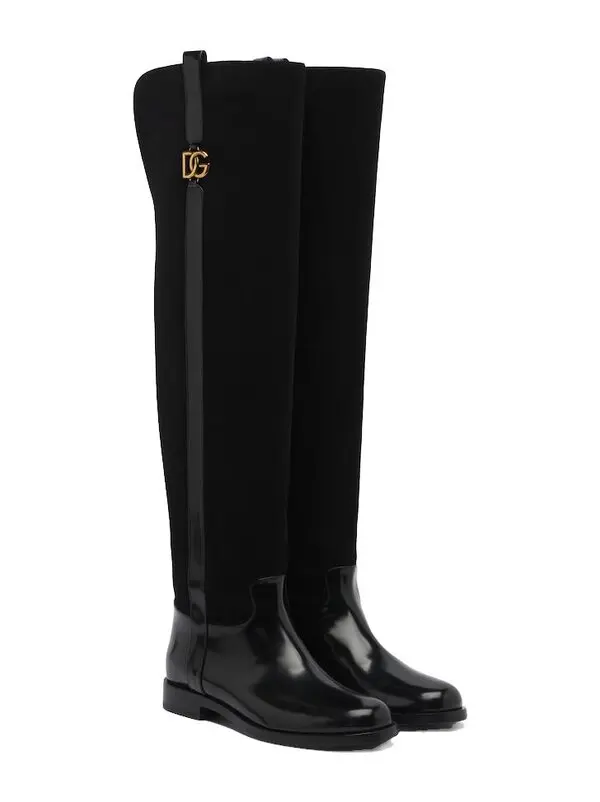 Dolce & Gabbana Dg Leather And Suede Over-the-knee Boots - Black