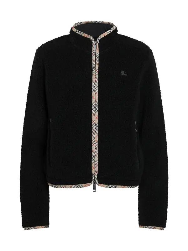 Burberry Zip-up Jacket In Teddy-effect Fleece - Black