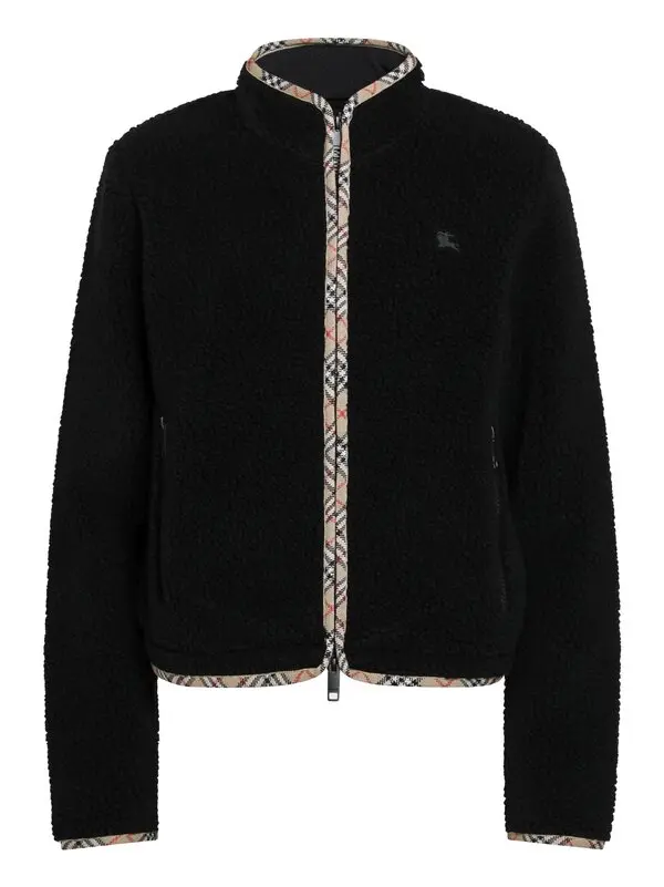 Burberry Zip-up Jacket In Teddy-effect Fleece - Black