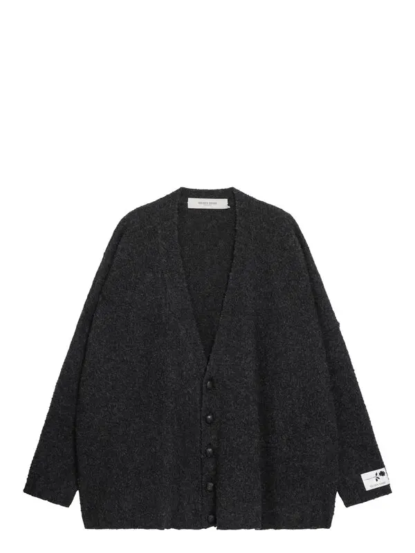 GOLDEN GOOSE Grey Boucle Knit Cardigan In Wool - Charcoal