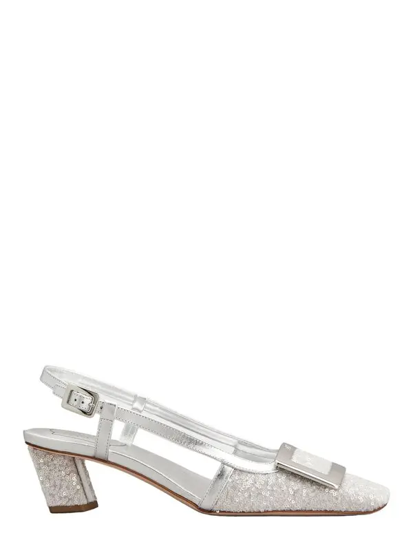 ROGER VIVIER Belle Vivier Slingback Pumps With Sequins - Silver