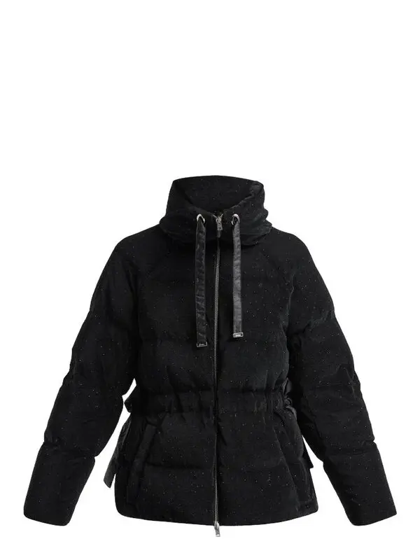 Herno Shiny Velvet Short Puffer Jacket - Black