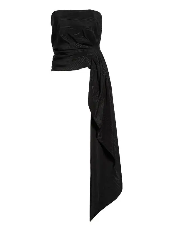 Staud Lux Strapless Top With Side Drape - Black