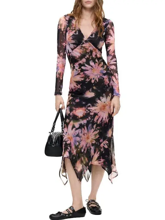 Desigual Floral Long Sleeve Midi Dress - Multi