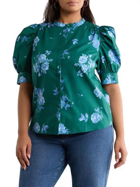 SUGARLIPS Klina Mandarin Collar Shirt - Teal-blue