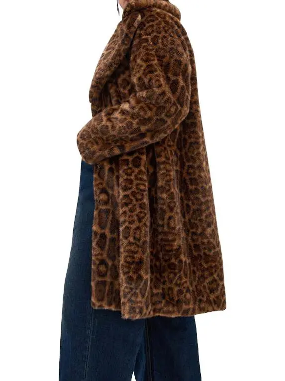City Chic Remi Faux Fur Coat - Leopard