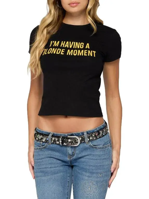 EDIKTED Blonde Moment Graphic T-shirt - Black
