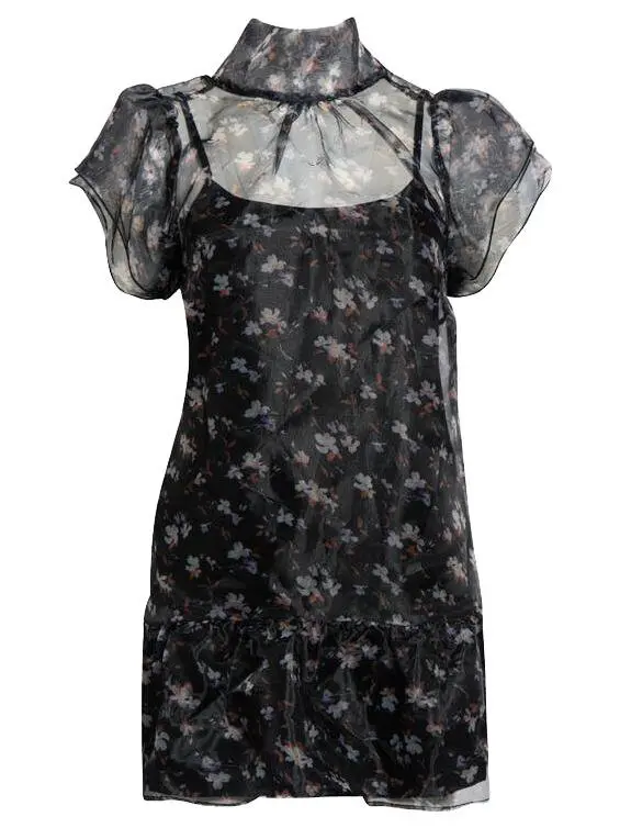 SUGARLIPS Andrea Organza Minidress - Black-multi