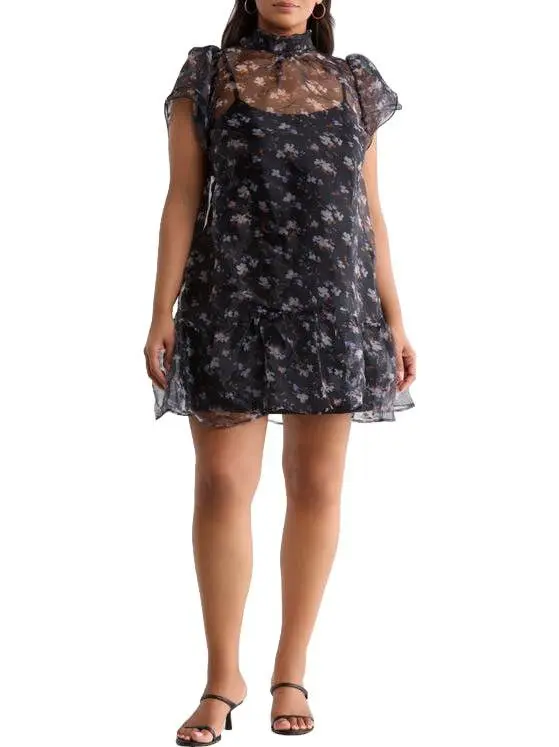 SUGARLIPS Andrea Organza Minidress - Black-multi