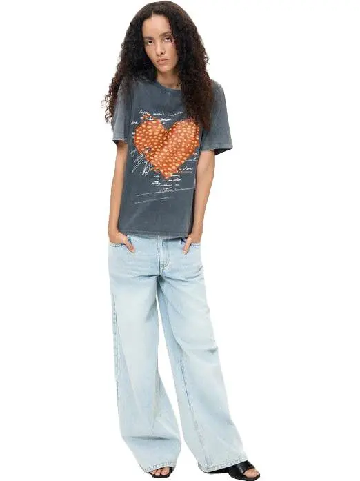 Desigual Heart Graphic Cotton T-shirt - Black