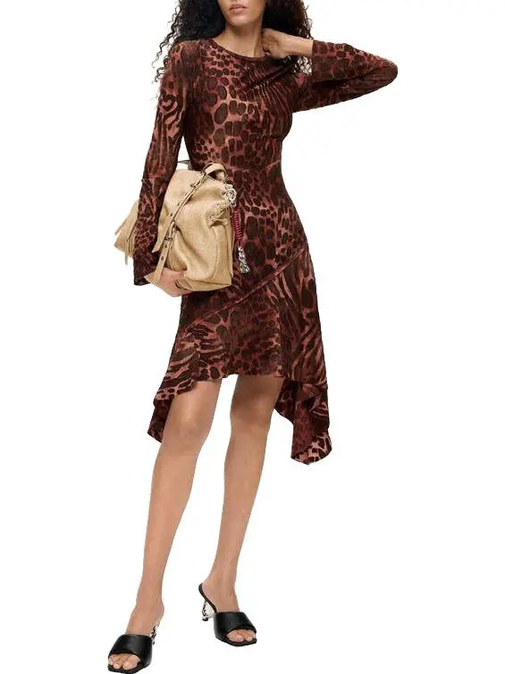 Desigual Asymmetrical Long Sleeve Dress - Multi