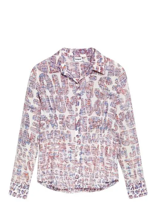 Desigual Print Cotton Long Sleeve Shirt - Red
