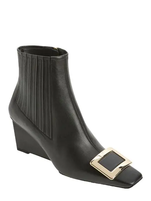 ROGER VIVIER Belle Vivier Leather Wedge Bootie - Nero