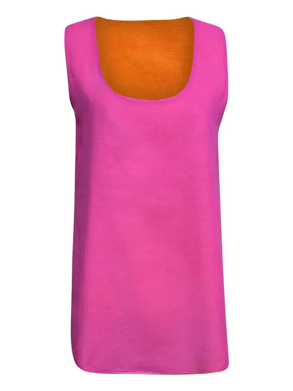 PERLAVERA Pia Sleeveless Double Face Cotton Voile Top - Orange/pink