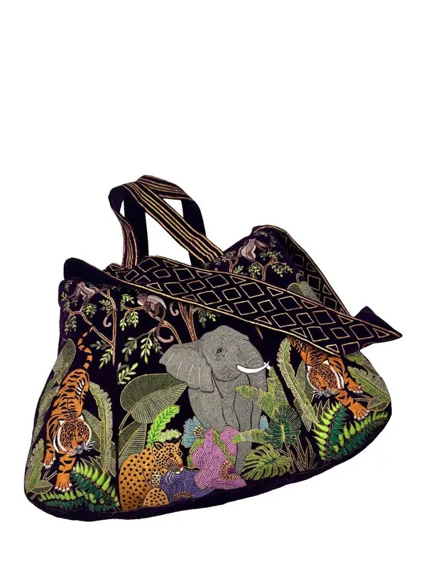 AEKA STUDIO The Paloma Luxe Hobo Bag Inky Embroidered Velvet Hobo Bag - Black
