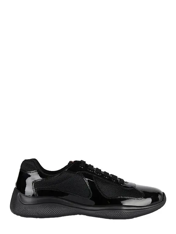 Prada America's Cup Leather And Mesh Trainers - Nero