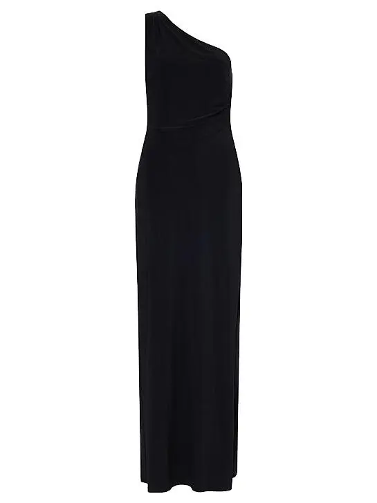Ralph Lauren One-shoulder Jersey Maxi Dress - Black