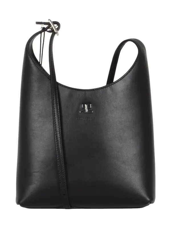 COURREGES Small Melt Leather Tote Bag - Black