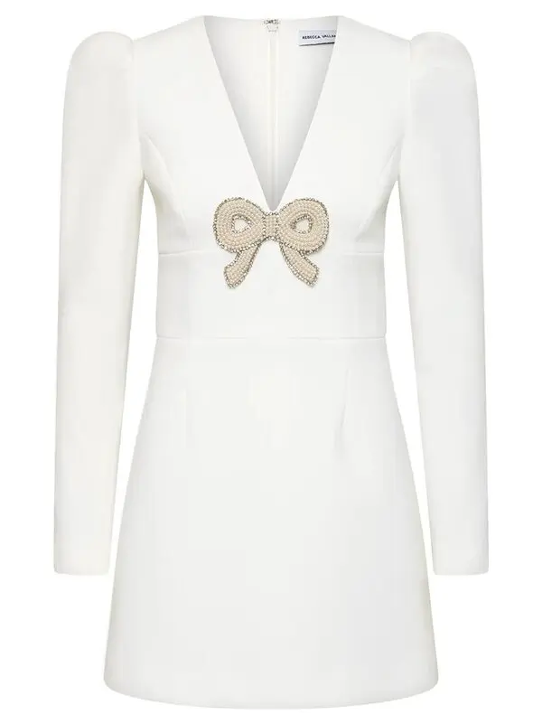 Rebecca Vallance Dreamer Bow-embellished Crepe Mini Dress - Ivory