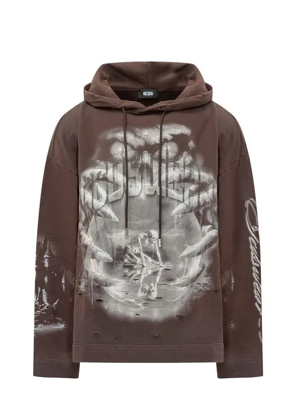Gcds Gothic Graphic Hoodie - Pinecone/bone