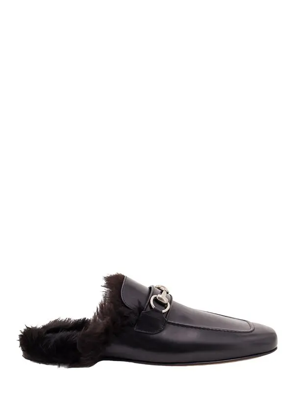 Gucci Leather Slipper With Horsebit - Black