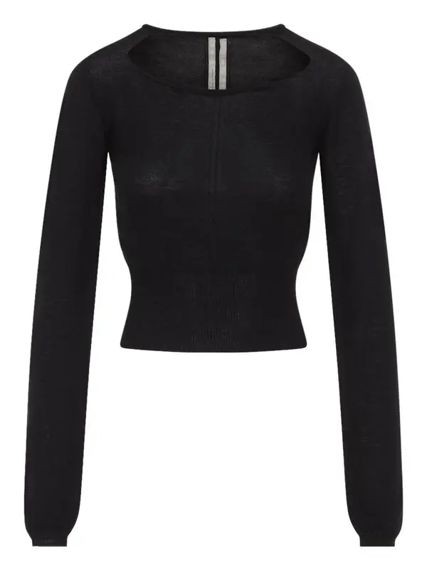 Rick Owens Slashed Cropped Pull T-shirt - Black