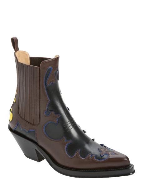 Gabriela Hearst Cassidy Leather Chelsea Western Boot - Black Multi