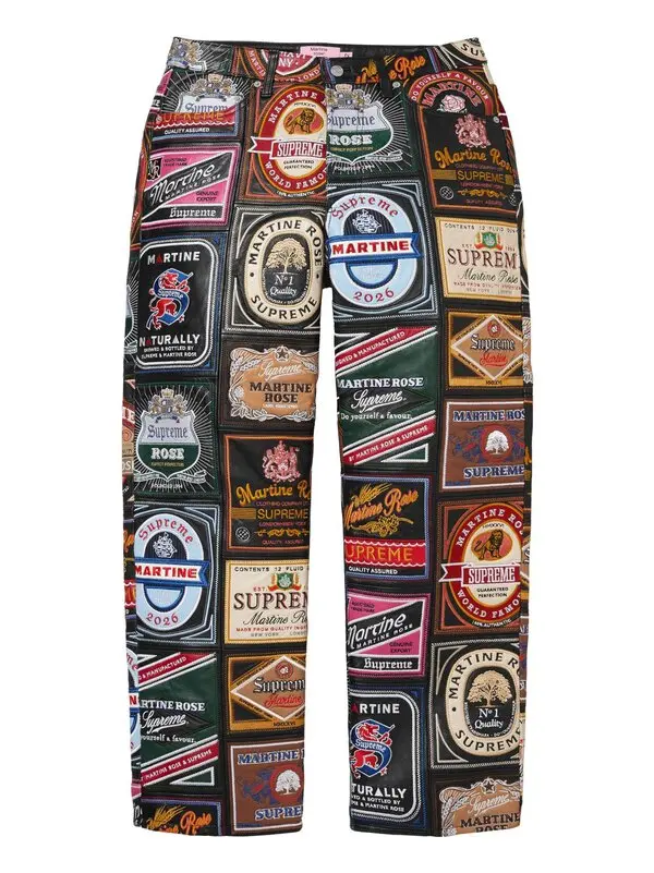 Supreme X Martine Rose Patchwork Labels Leather 5-pocket Jean - Multicolor