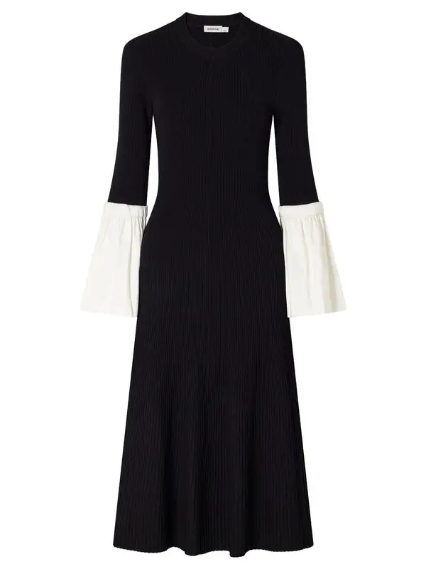 Simkhai Maelle Ribbed Taffeta-trimmed Jersey Midi Dress - Multi