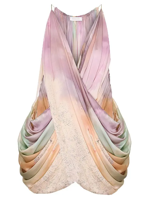 Zimmermann Becoming Draped Silk Mini Dress - Multi