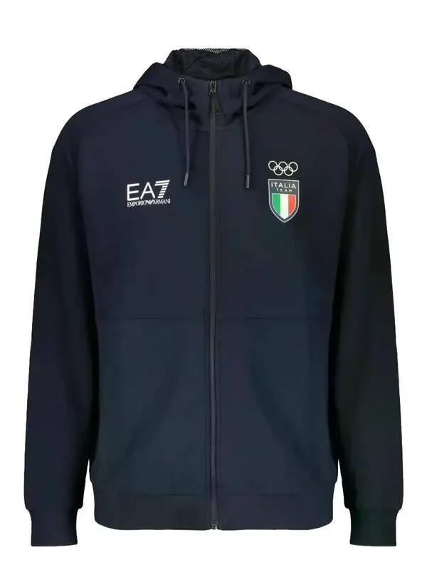 EA7 Italia Team Zip-up Hooded Jacket - Blue