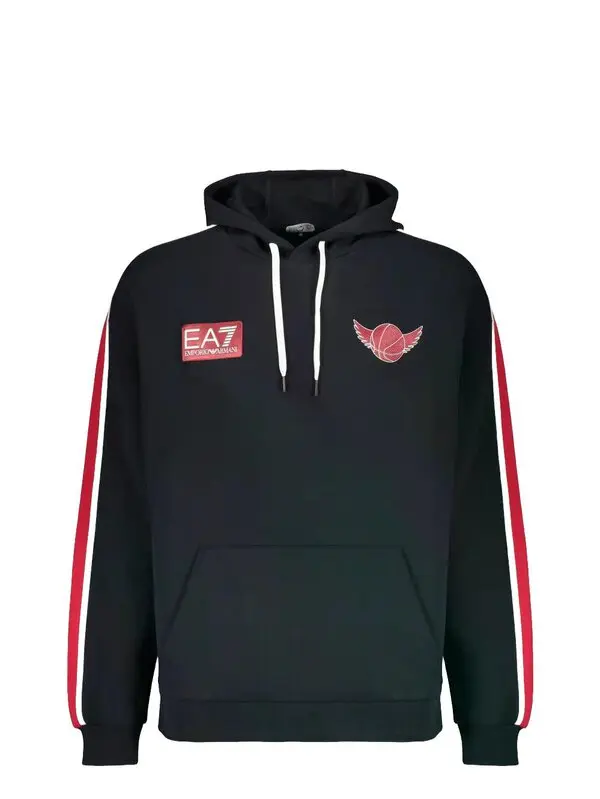 EA7 Logo-patch Side-stripe Hoodie - Blue